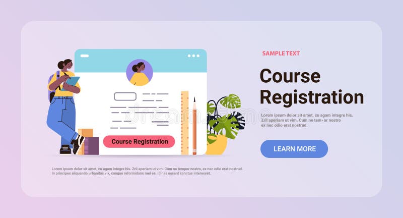 Student Girl Studying on Internet Course Registration Concept Online ...