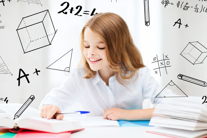 Student Girl Studying at School Stock Image - Image of friendly, pretty ...