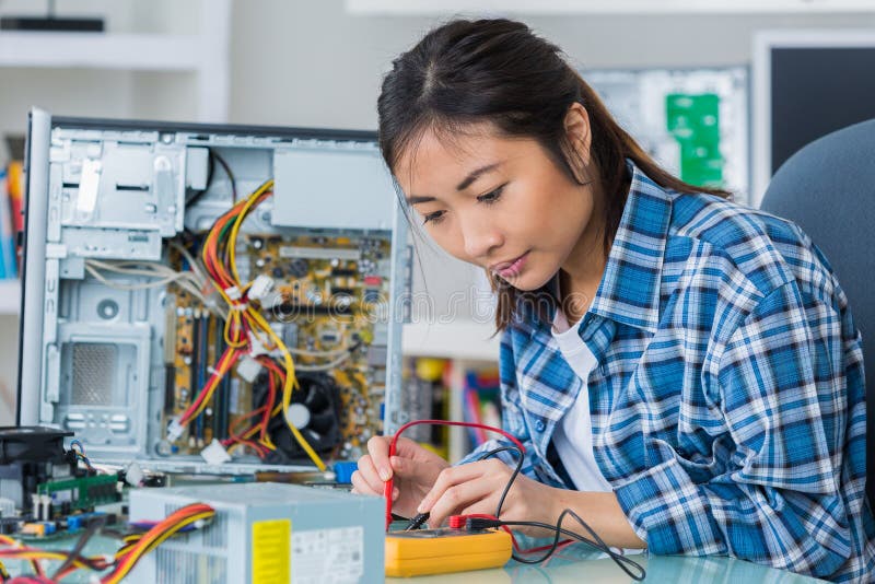 Student Girl in Technology Fixug Computer Hard Drive Stock Image ...
