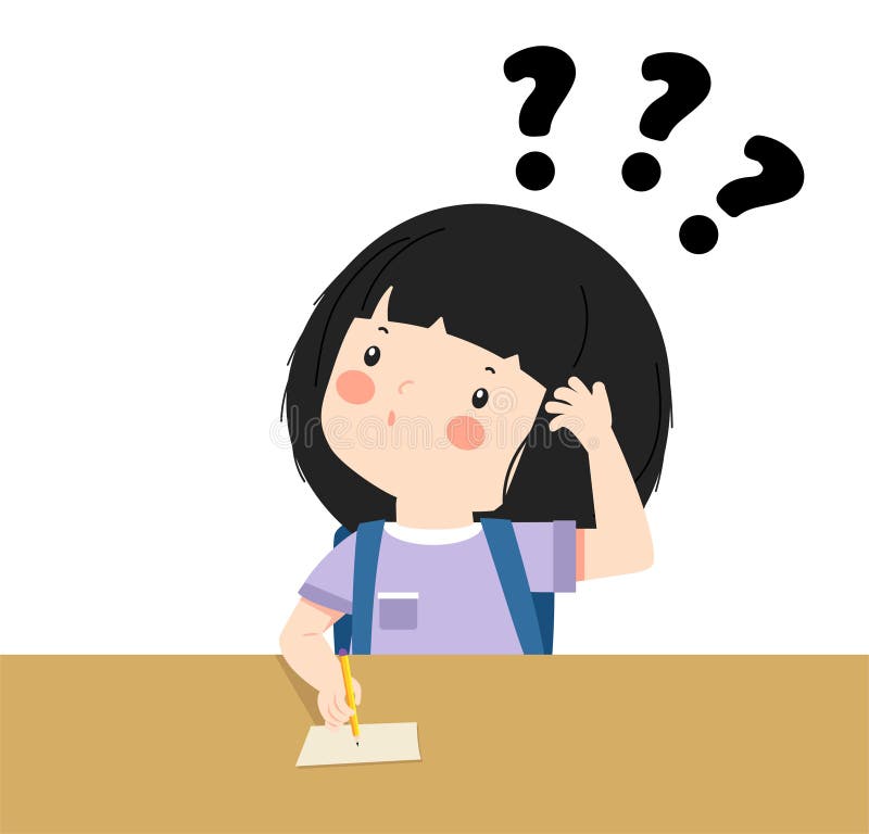 Student the Girl is Thinking with Question Stock Vector - Illustration ...