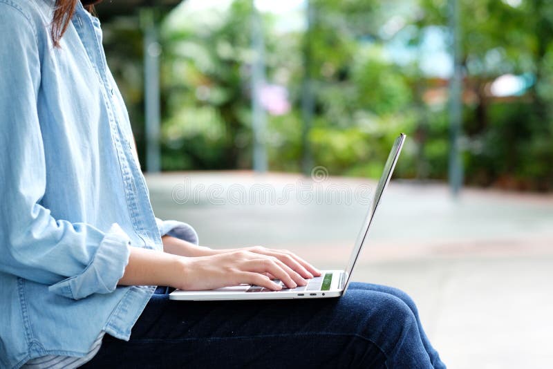 Student Girl Using Laptop Computer, Online Education, Adult Learning ...