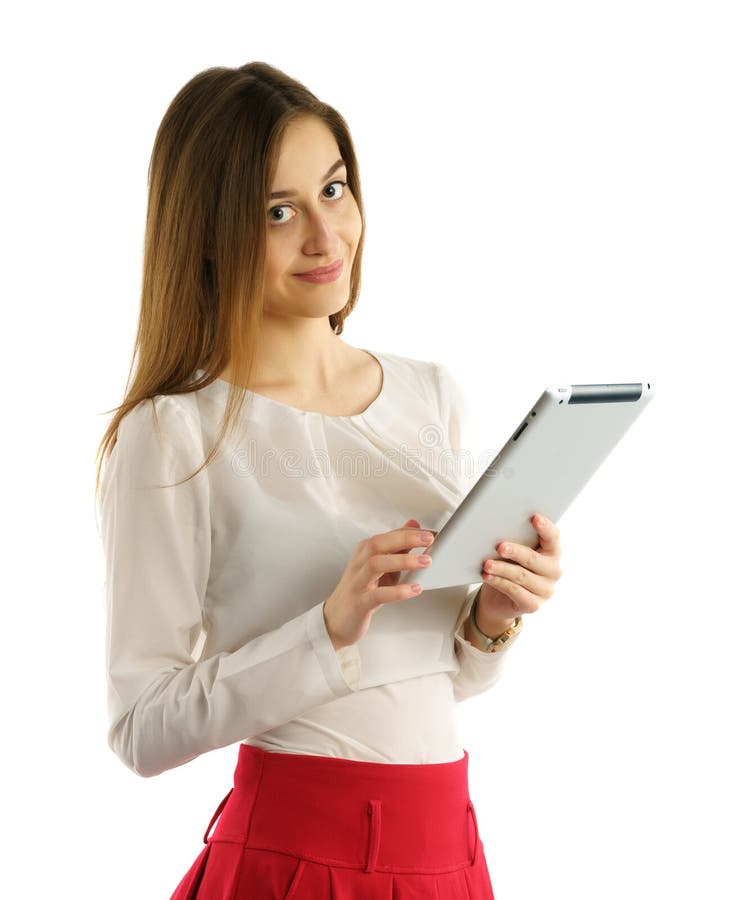 Student Girl Using Tablet Pc Stock Image - Image of girl, beautiful ...