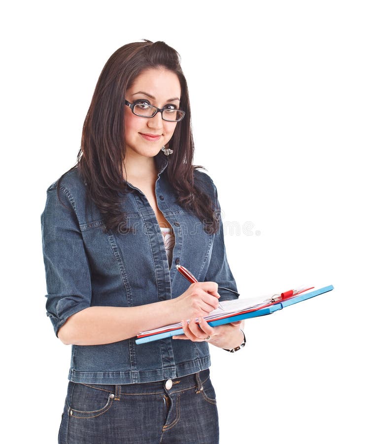 Student girl writing stock photo. Image of smile, teen - 25579592