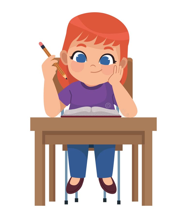 Student Girl Writing on Desk Stock Vector - Illustration of lesson ...
