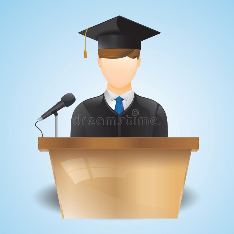 Student Giving a Speech at Graduation Ceremony. Vector Illustration ...