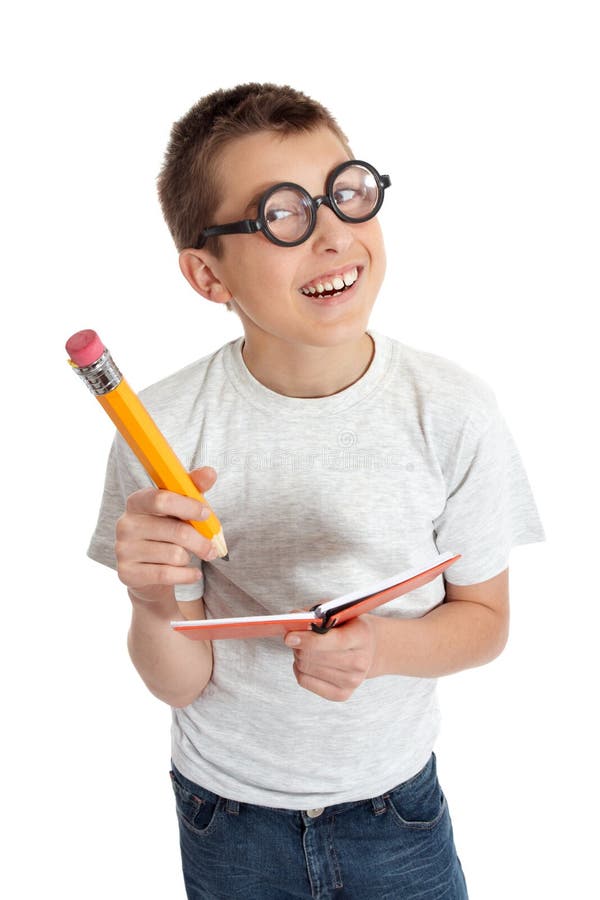 Comical Boy in Geek Glasses Stock Photo - Image of person, education ...