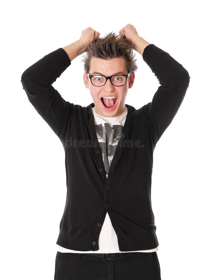 Student in Glasses is Very Surprised Stock Image - Image of student ...