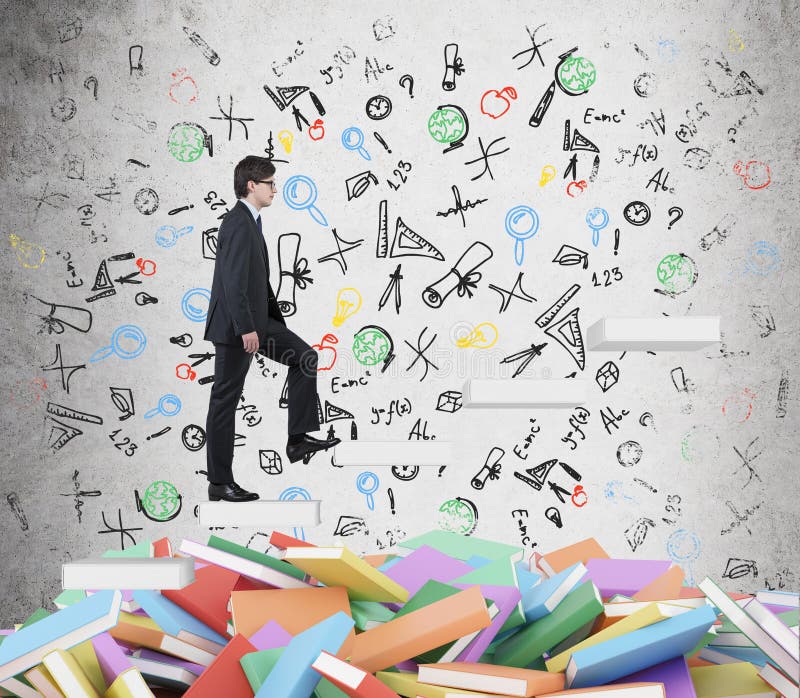 Student is Going Up Using the Staircase. Pale of the Coloured Books ...