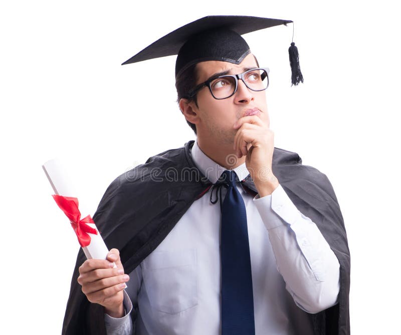 The Student Graduate Isolated on White Background Stock Image - Image ...