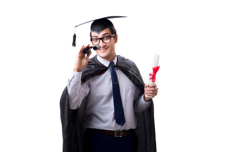 The Student Graduate Isolated on White Background Stock Image - Image ...