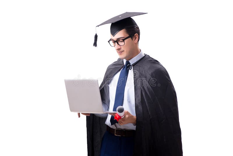 The Student Graduate Isolated on White Background Stock Image - Image ...
