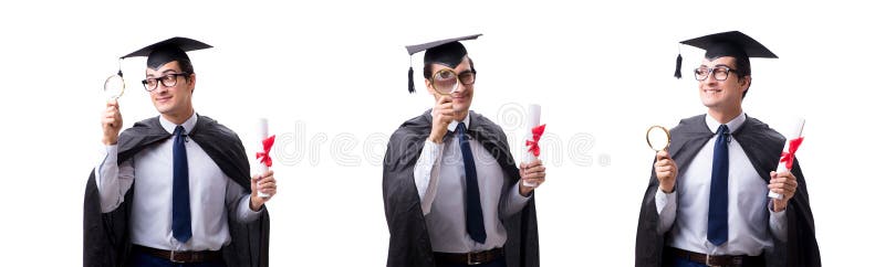 The Student Graduate Isolated on White Background Stock Image - Image ...