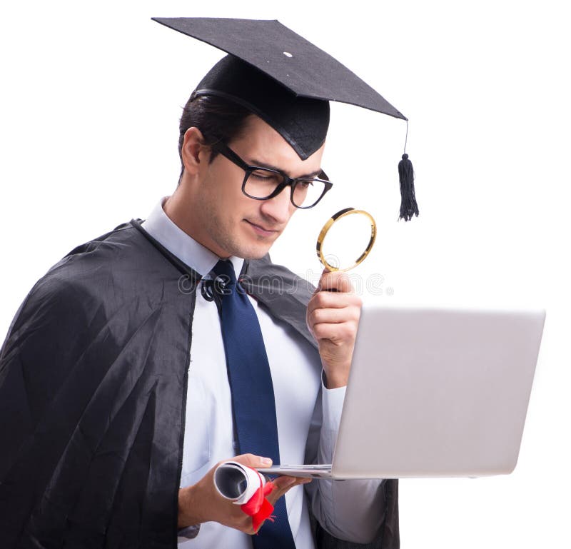 The Student Graduate Isolated on White Background Stock Image - Image ...