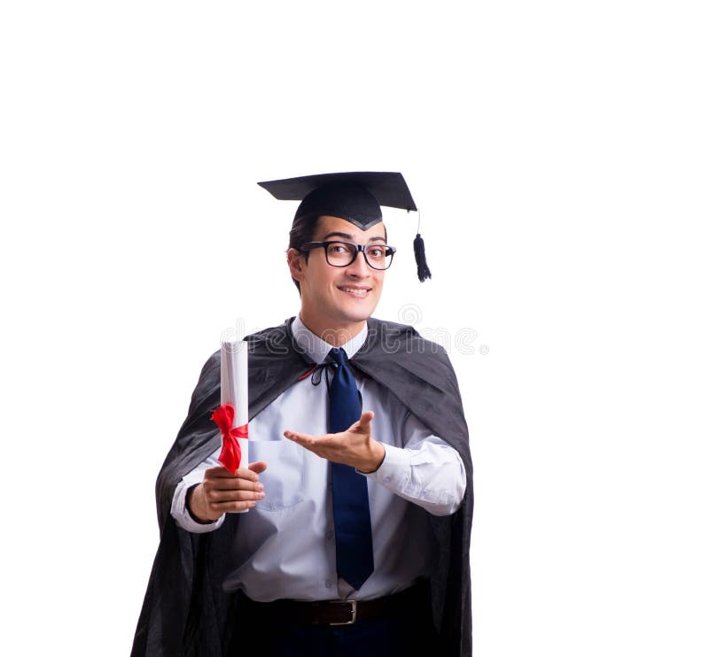 The Student Graduate Isolated on White Background Stock Image - Image ...