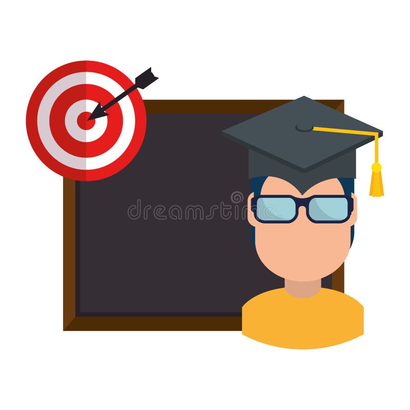 Student Graduated with Chalkboard and Target Stock Illustration ...