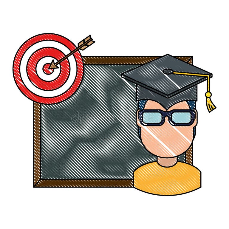 Student Graduated with Chalkboard and Target Stock Illustration ...