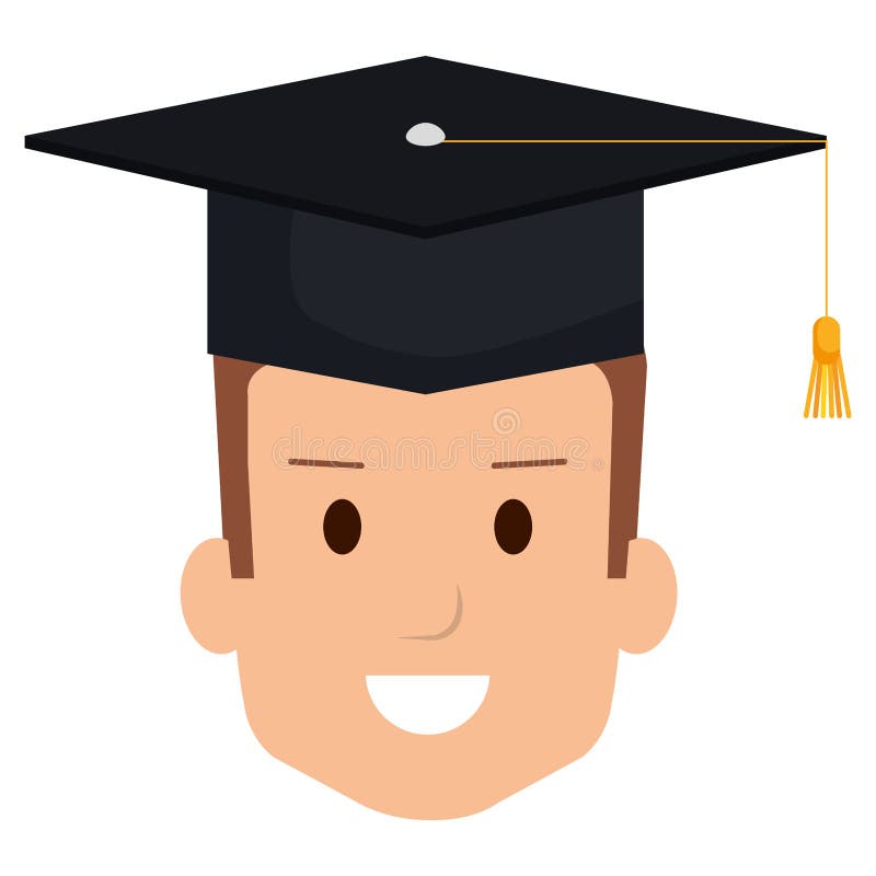 Student Graduated Head Avatar Character Stock Vector - Illustration of ...
