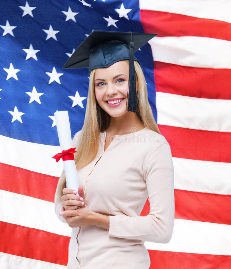Student in Graduation Cap with Certificate Stock Image - Image of ...