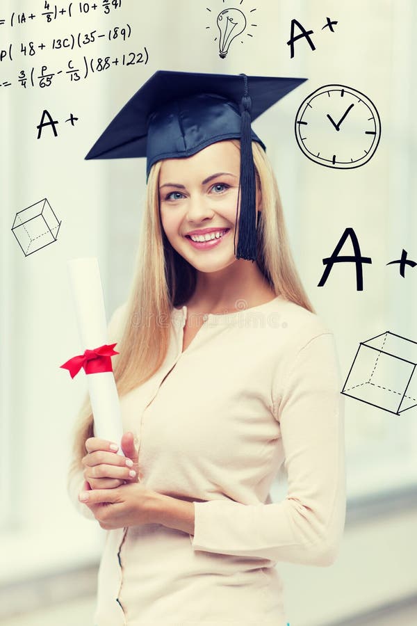 Student in Graduation Cap with Certificate Stock Photo - Image of ...