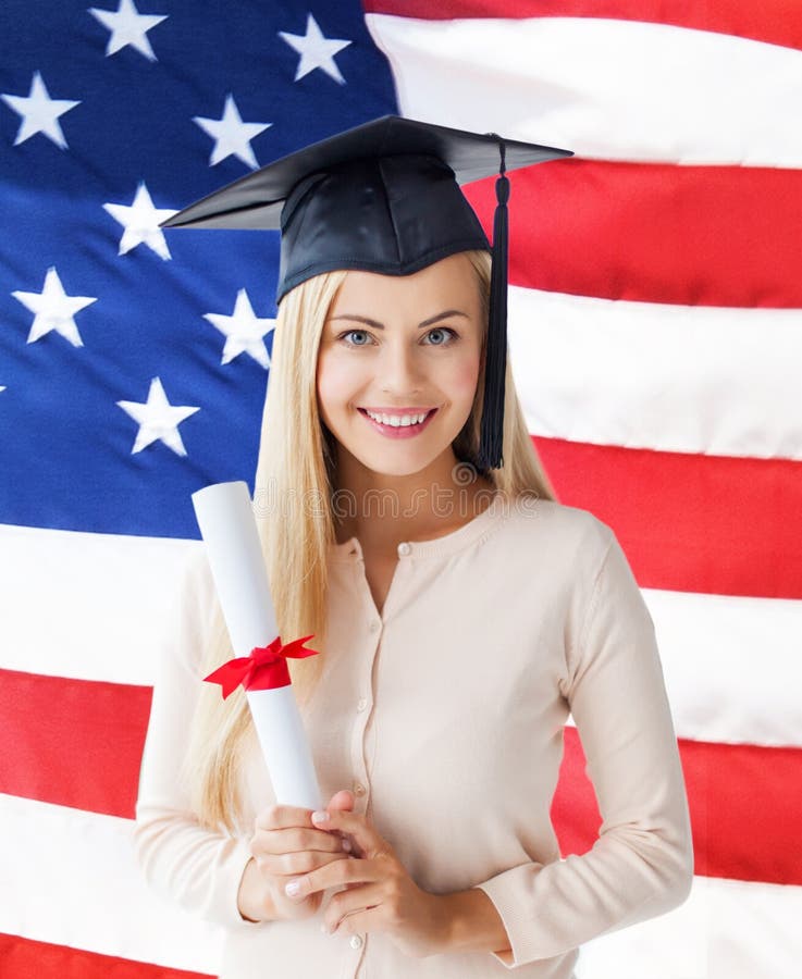 Student in Graduation Cap with Certificate Stock Photo - Image of ...