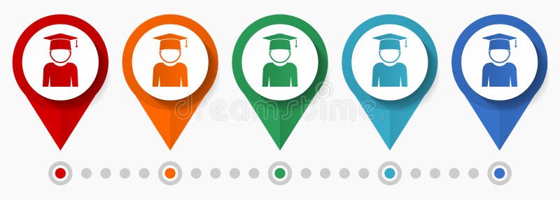 Student, Graduation Concept Vector Icon Set, Flat Design Education ...