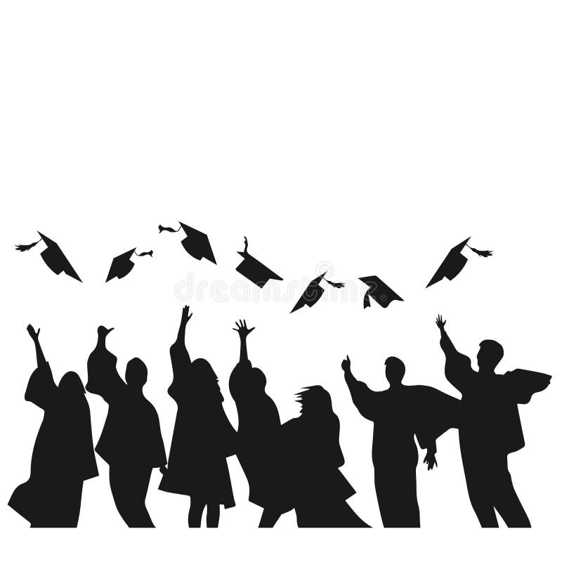 Student Graduation Silhouette Illustration Stock Vector - Illustration ...