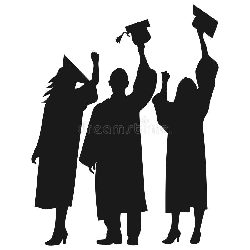 Student Graduation Silhouette Illustration Stock Vector - Illustration ...