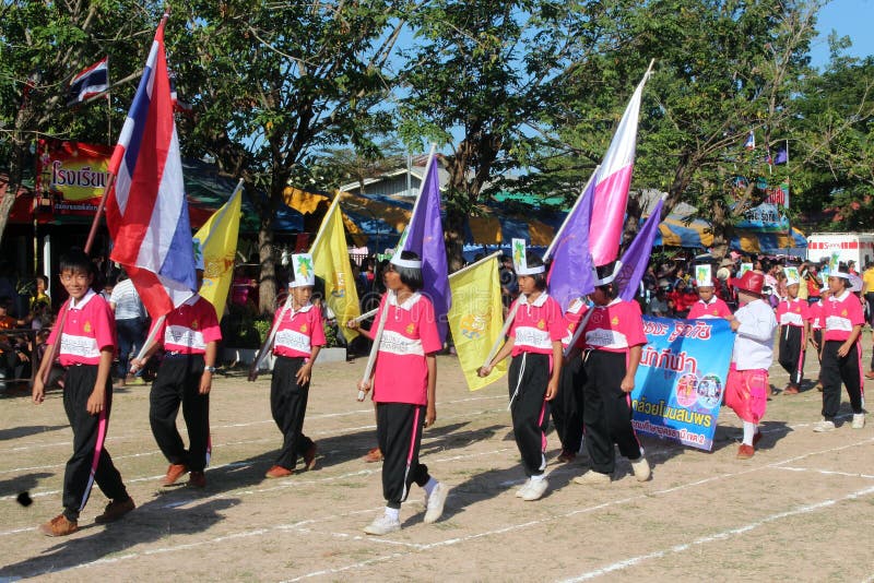 Student Group of Each School is Walking in Parade. Editorial Photo ...