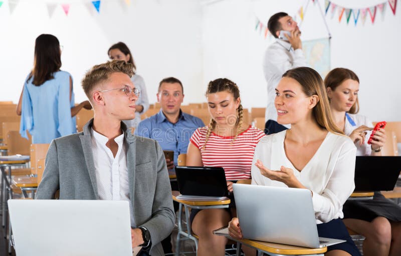 Student Group Having Break between Lessons Stock Image - Image of ...