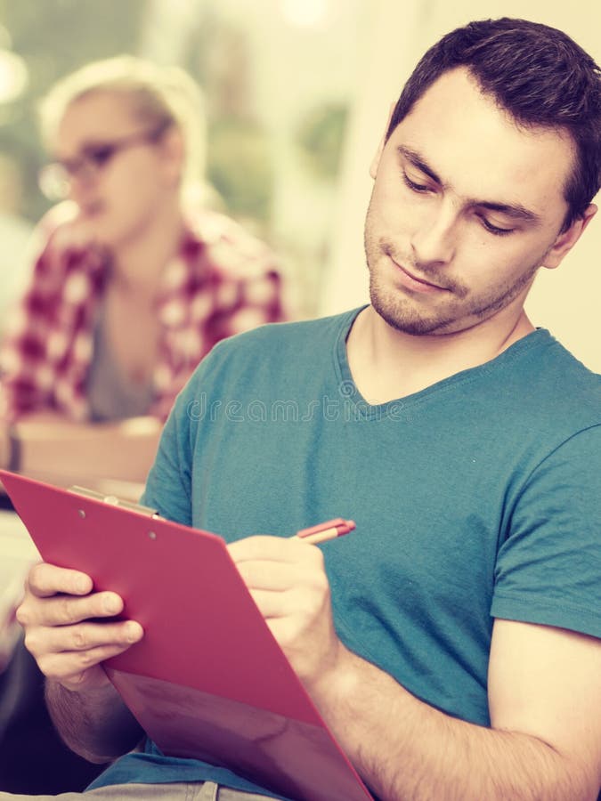 Student Guy in Front of Her Mates in Classroom Stock Image - Image of ...