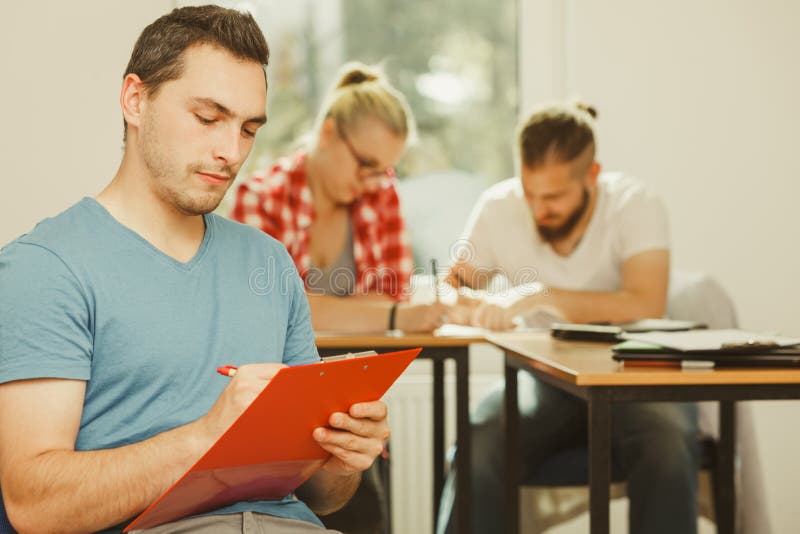 Student Guy in Front of Her Mates in Classroom Stock Image - Image of ...