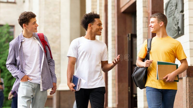 Student Guys Walking during Break in Campus Stock Image - Image of afro ...