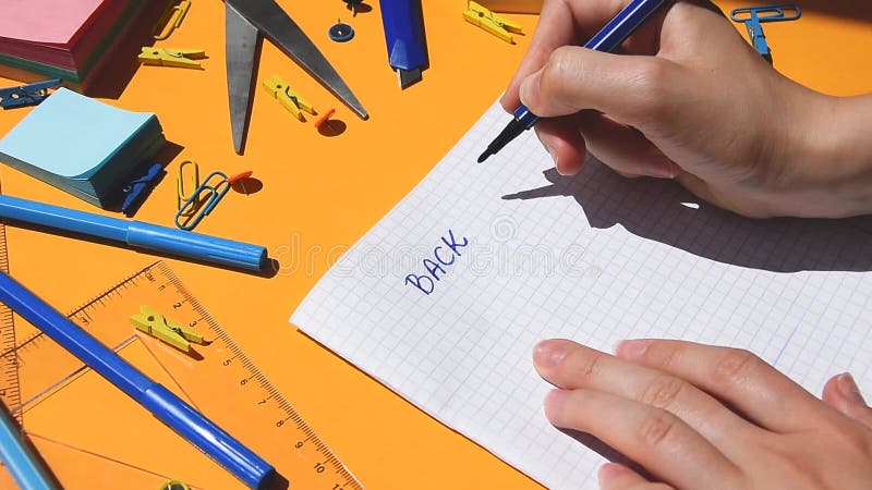 Student Hand Draw BACK TO SCHOOL Text on a Paper Notepad, Back To ...