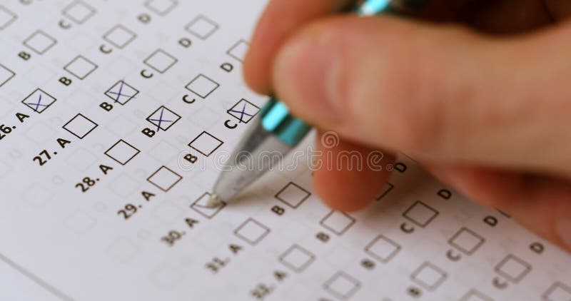 Student Hand Testing in Control Exam with Pencil Drawing on Answer ...
