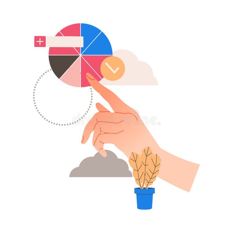Student Hand with Pie Chart Near Houseplant As Learning Multitasking ...