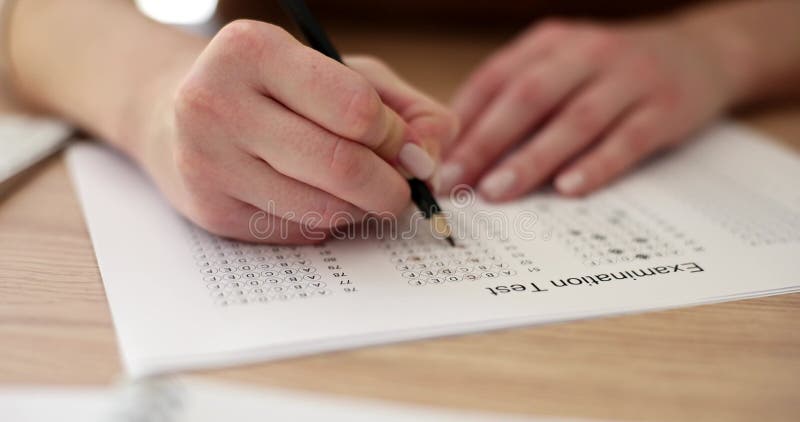 Student Hand Testing in Control Exam with Pencil Drawing on Answer ...
