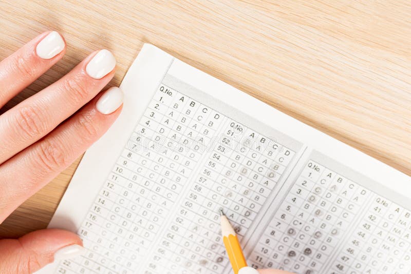 Student Hand Testing in Exercise and Passing Exam Carbon Paper Computer ...