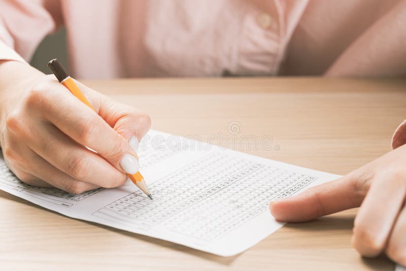 Student Hand Testing in Exercise and Passing Exam Carbon Paper Computer ...