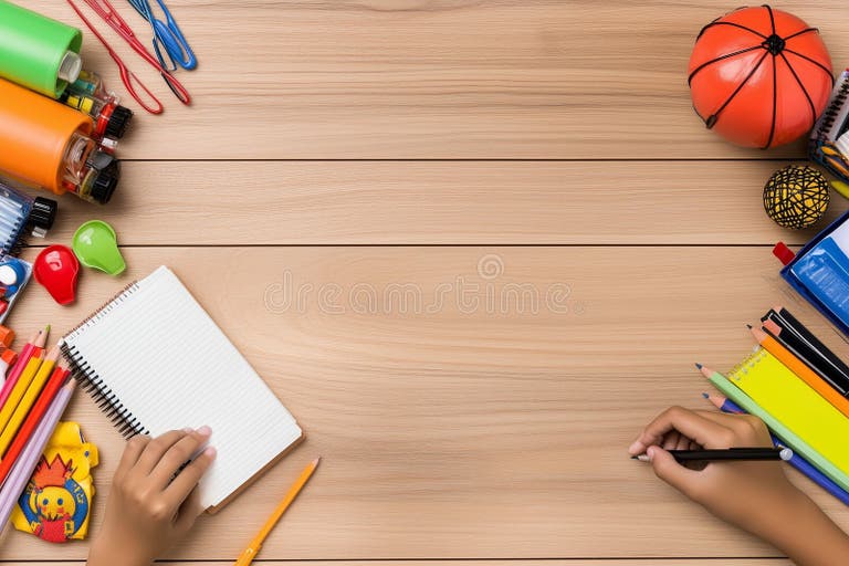 Notebook Writing with School Supplies Stock Illustration - Illustration ...