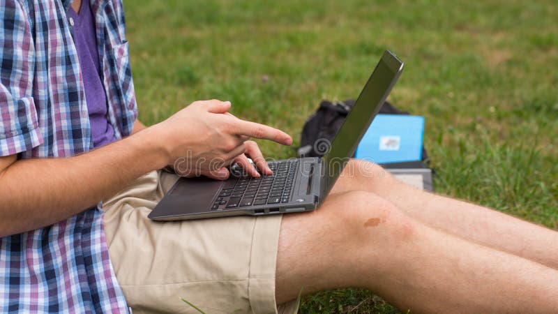 Student hands with laptop. stock image. Image of hands - 33387069