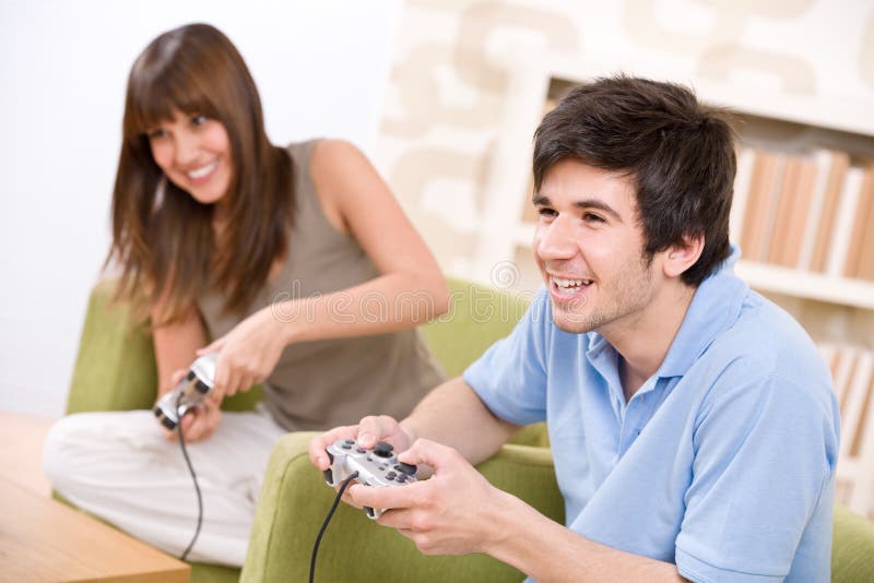Student - Happy Teenagers Play Video Game Stock Photo - Image of play ...