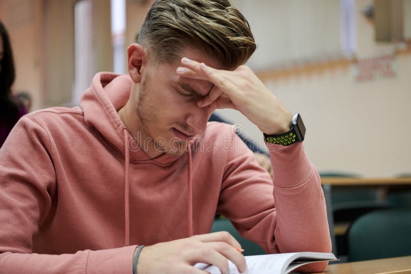 The Student Has a Headache in Class Stock Image - Image of asian ...