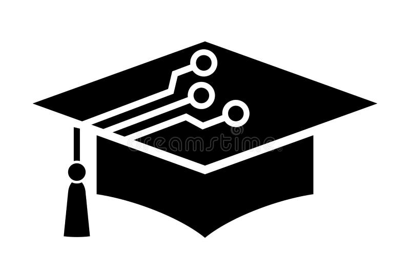 Student Hat Icon with Circuit, Online Learning Concept Stock Vector ...