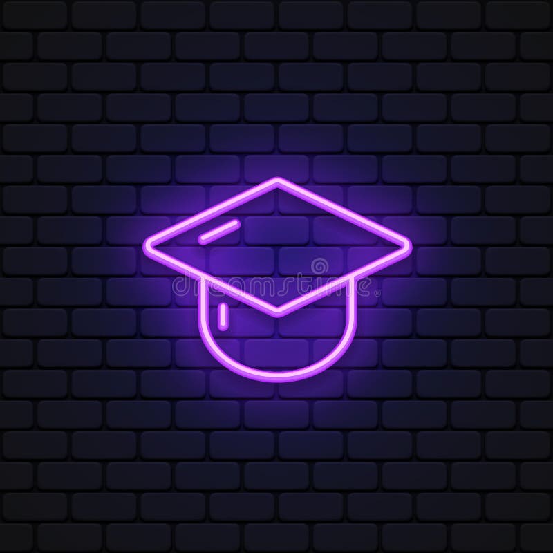 Student Hat Neon Icon for Banner Design. Stock Vector - Illustration of ...