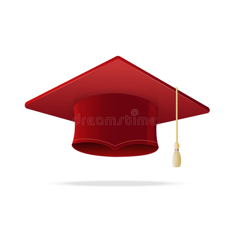 Student Hat Red Graduated Vector Vector Illustratie - Illustration of ...