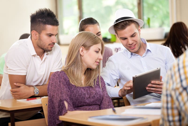 Student Have Fun with Tablet Stock Image - Image of college, smile ...