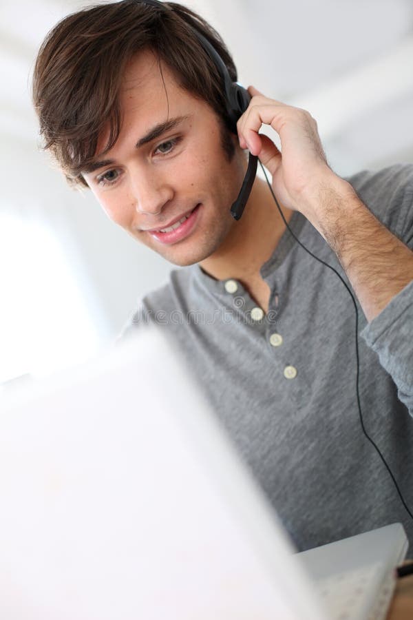 Young Students with Headset Learning Foreign Language Stock Image ...