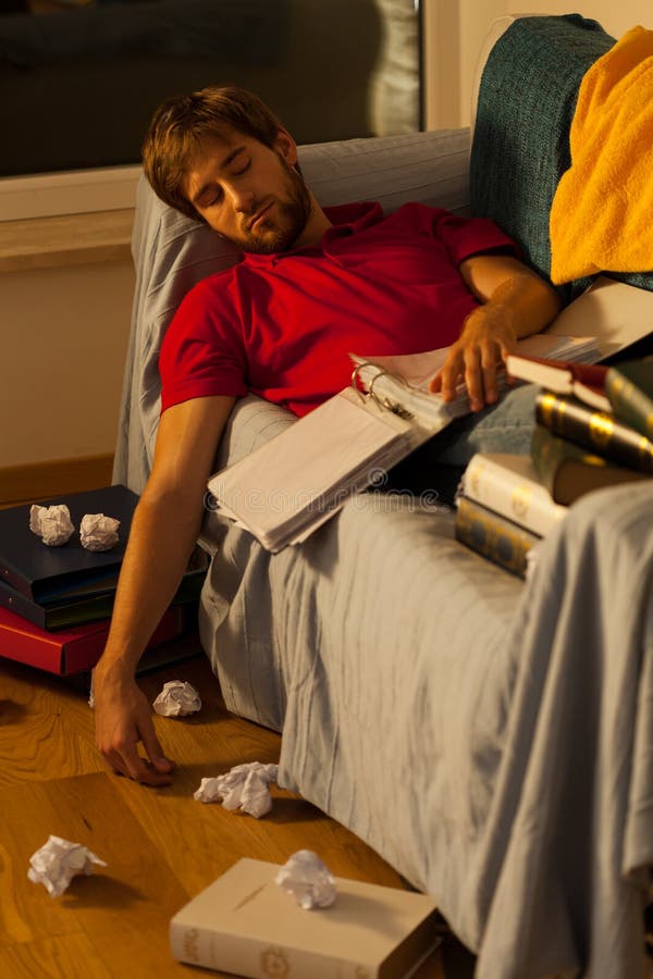 Student Sleeping after Long Studying Stock Photo - Image of boring ...
