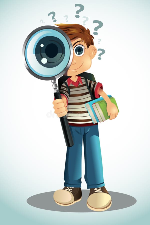 Cartoon a Boy and a Magnifier Stock Vector - Illustration of male, look ...