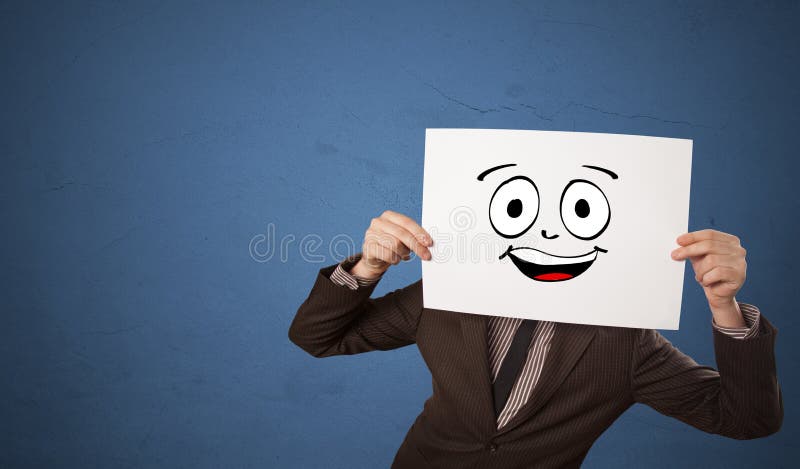 Student Holding a Paper with Laughing Emoticon in Front of His Face ...